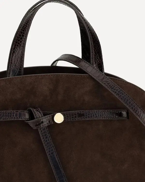Tory Burch Romy Suede Top Handle Bag - Brown