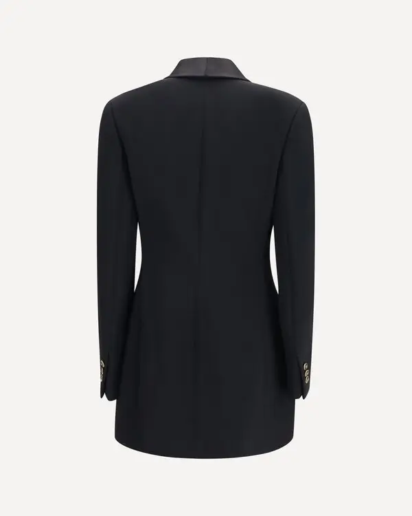Versace Wool Double Breasted Blazer With Embellished Details