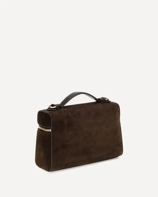 Tory Burch Romy Slim Suede Top Handle Bag - Brown