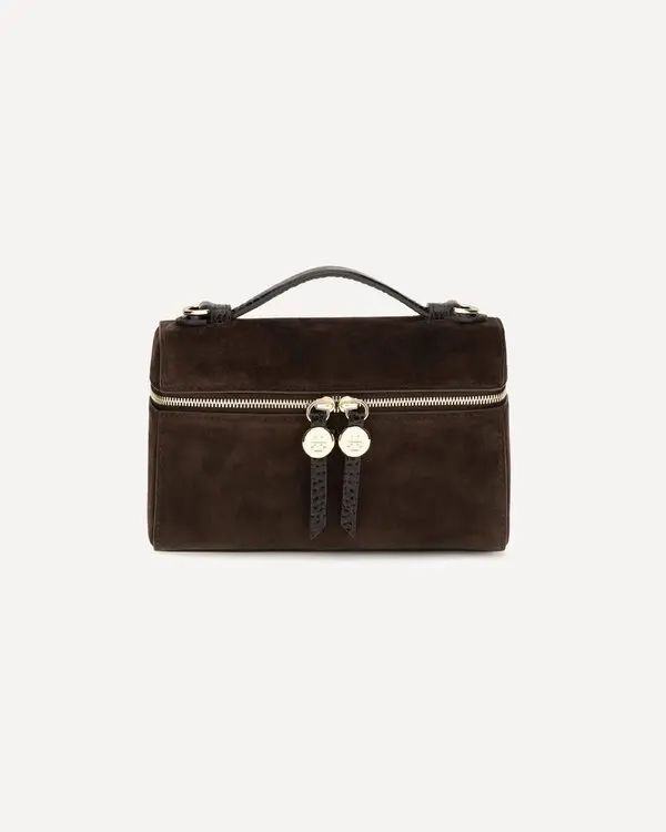 Tory Burch Romy Slim Suede Top Handle Bag - Brown