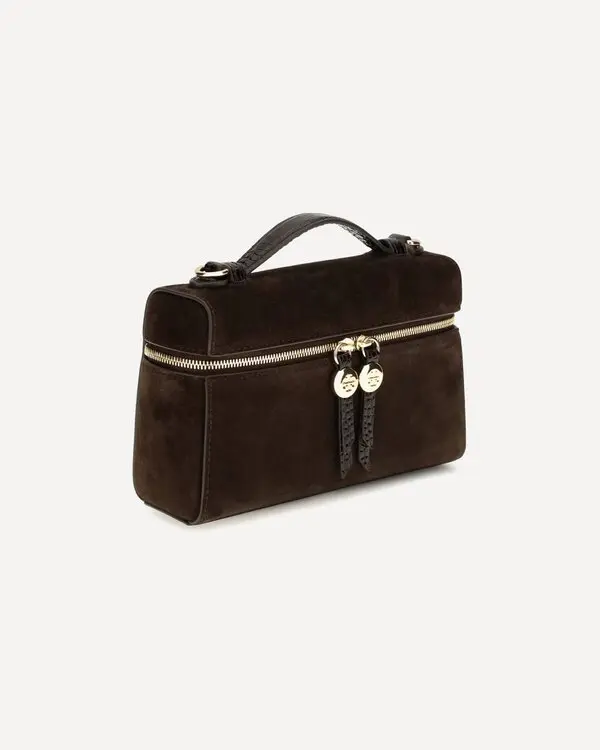 Tory Burch Romy Slim Suede Top Handle Bag - Brown