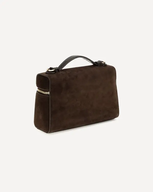 Tory Burch Romy Slim Suede Top Handle Bag - Brown