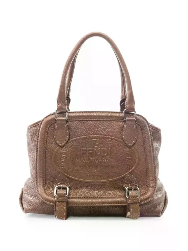 Fendi 2000s Selleria Buckled Tote Bag - Brown