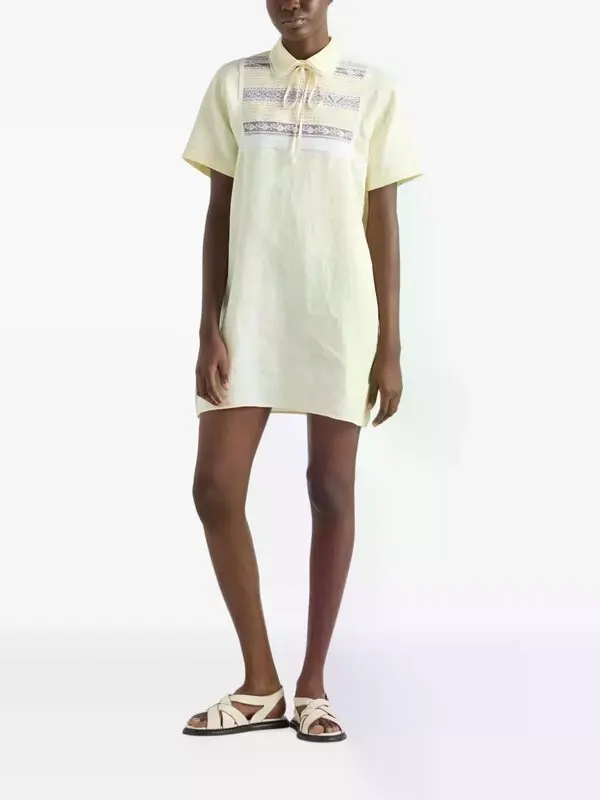 Prada Embroidered Linen Mini-dress