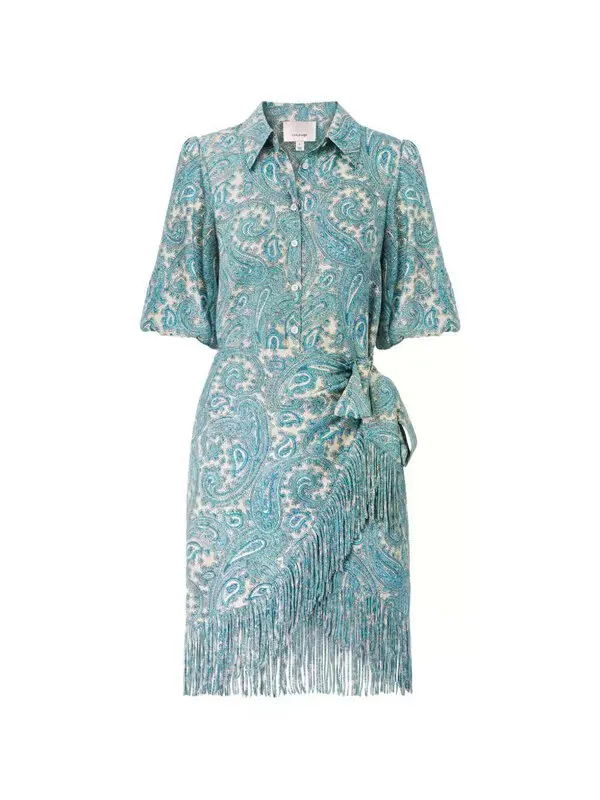 Cinq À Sept Kember Fringed-trim Mini Dress - Blue