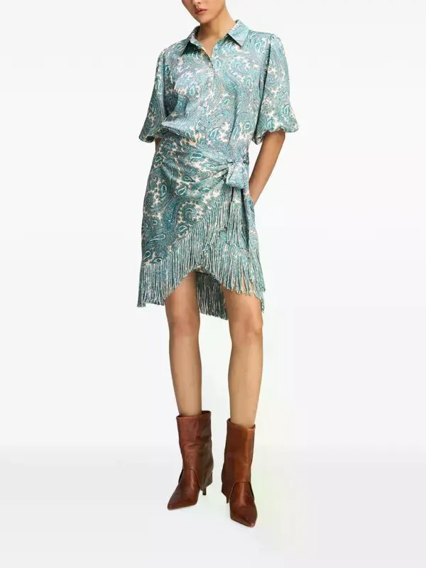Cinq À Sept Kember Fringed-trim Mini Dress - Blue