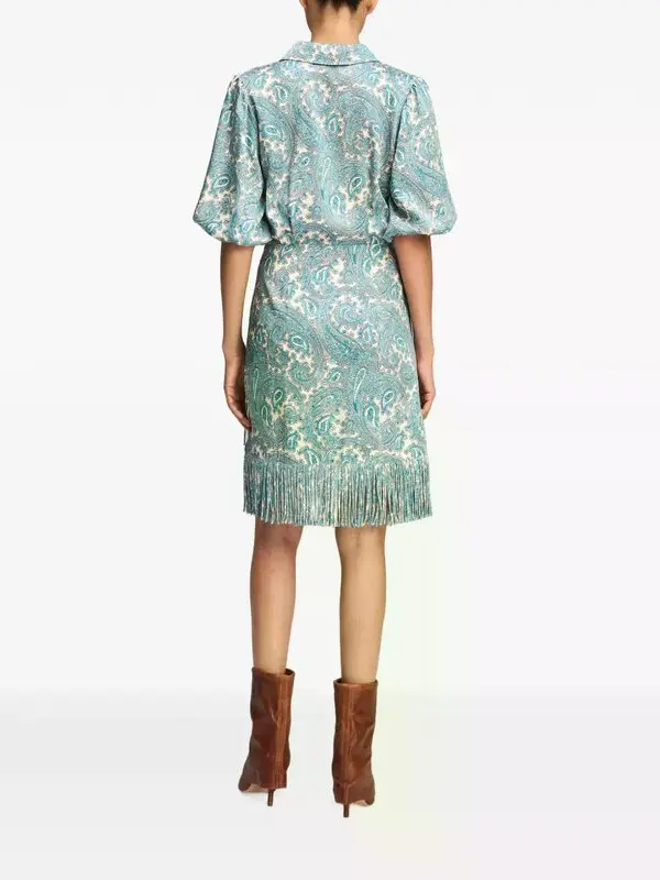 Cinq À Sept Kember Fringed-trim Mini Dress - Blue