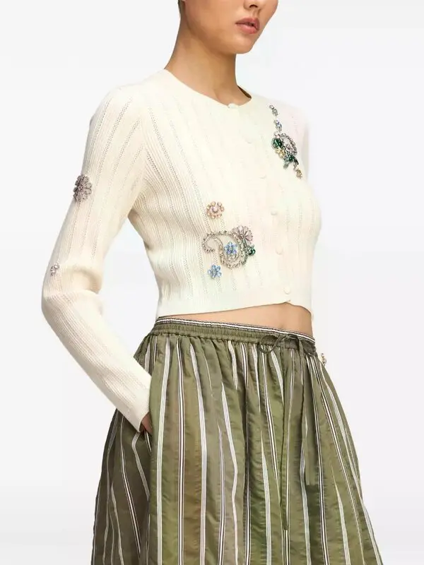 Cinq À Sept Allison Ribbed Cardigan With Floral Embellishments
