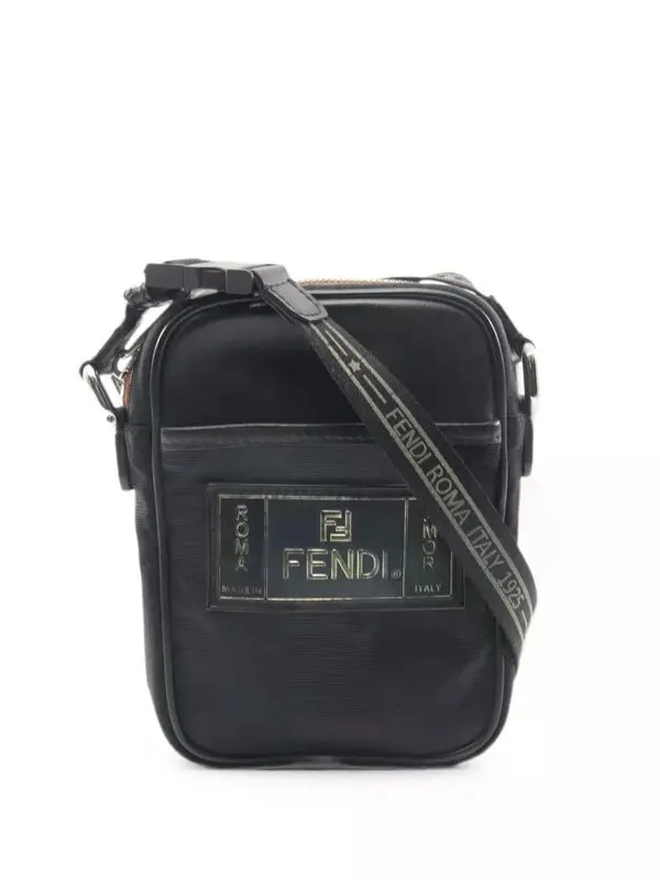 Fendi Pequin Logo-patch Mini Messenger Bag - Black