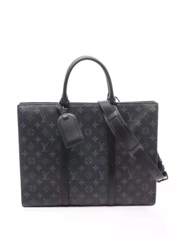 LOUIS VUITTON Monogram Eclipse Sac Plat 24h Briefcase - Black
