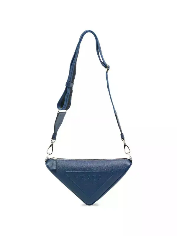Prada Triangle Saffiano Lux Crossbody Bag - Blue