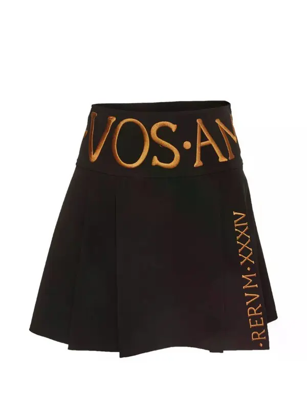 Moschino Embroidered-logo Pleated Mini Skirt - Black