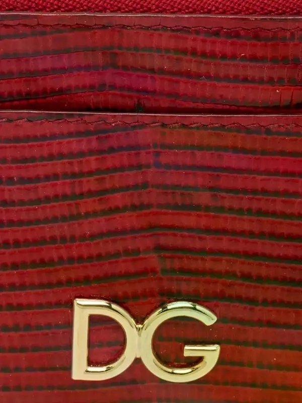Dolce & Gabbana Logo-plaque Lizard-embossed Card Case - Red