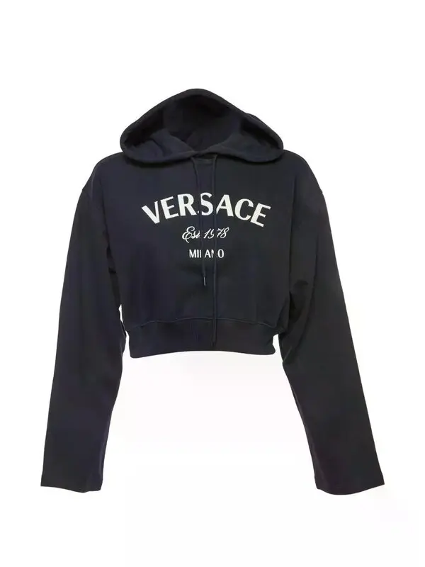 Versace Logo-embroidered Cropped Hoodie