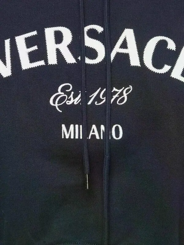 Versace Logo-embroidered Cropped Hoodie