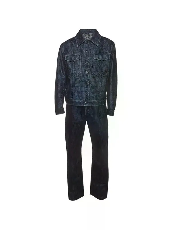 Fendi Ff-motif Denim Jacket And Jeans Set