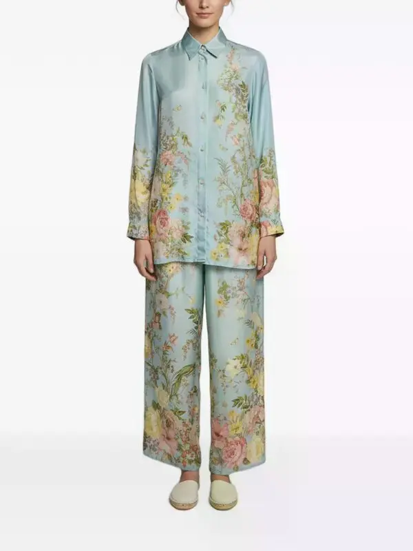 Zimmermann Floral-print Silk Shirt And Trousers Set