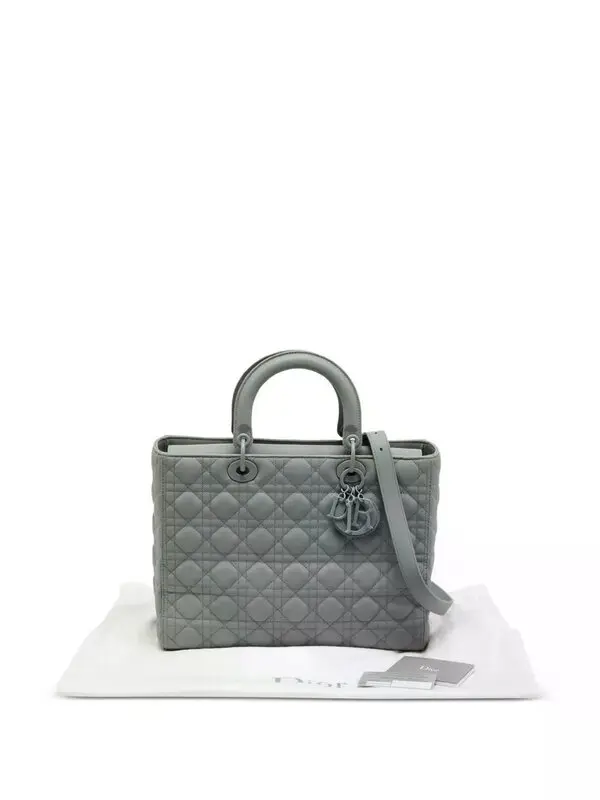 Dior Large Lady Tote Bag - Grey