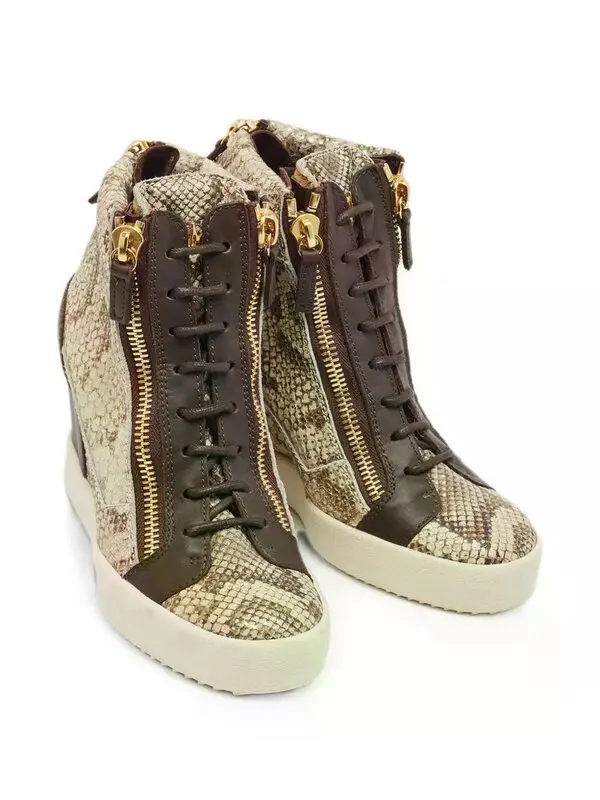 GIUSEPPE ZANOTTI Python-embossed Wedge Sneakers
