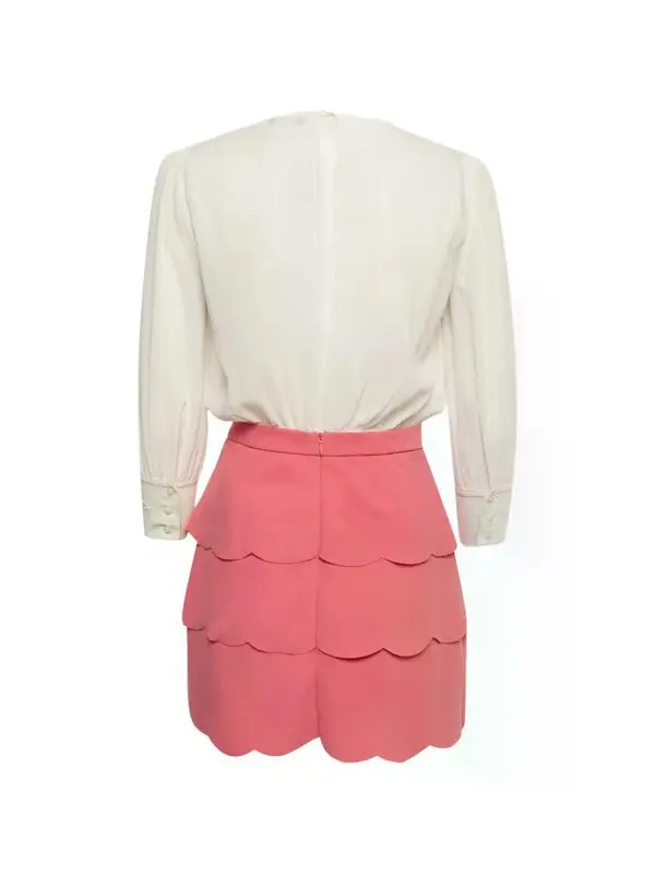 Elisabetta Franchi Plunge Neck Scalloped-tier Mini Dress