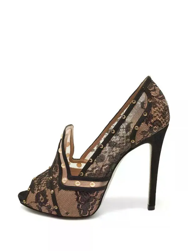 Rene Caovilla Lace Pearl-embellished Pumps