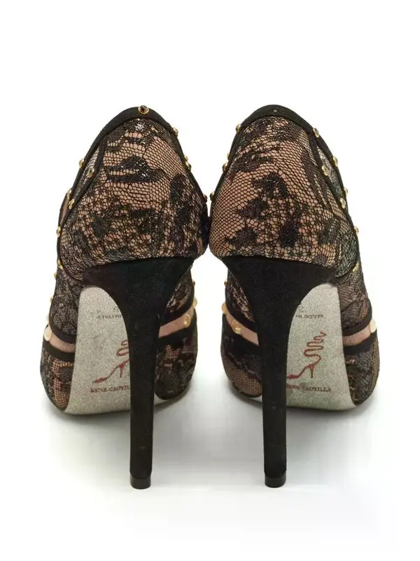 Rene Caovilla Lace Pearl-embellished Pumps