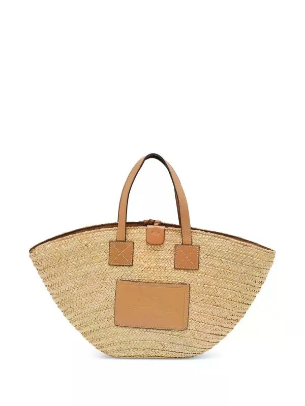 Etro Raffia Leather Tote Bag