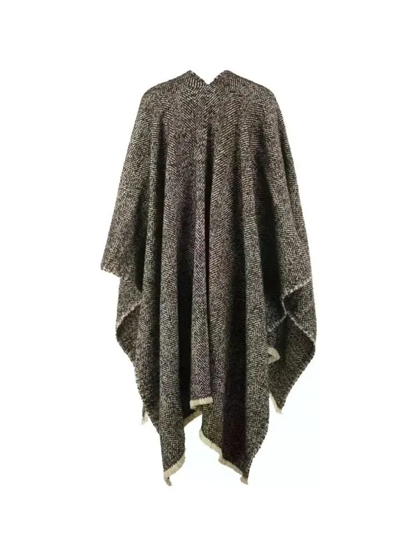 Brunello Cucinelli Herringbone-weave Fringed Wool Cape - Brown