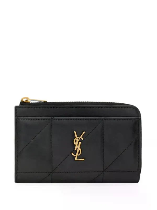 Saint Laurent Jamie Zip Card Case In Lambskin - Black