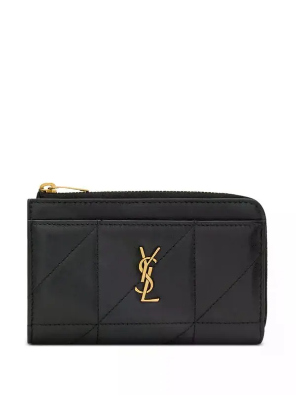 Saint Laurent Jamie Zip Card Case In Lambskin - Black