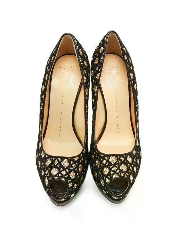 GIUSEPPE ZANOTTI Glitter Cage-pattern Platform Pumps