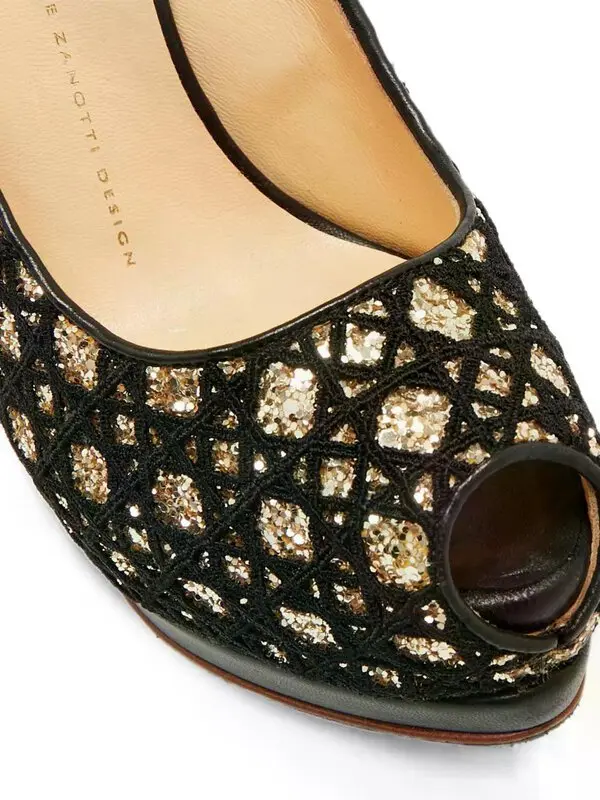 GIUSEPPE ZANOTTI Glitter Cage-pattern Platform Pumps