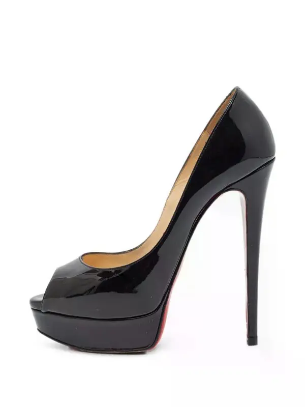 CHRISTIAN LOUBOUTIN Patent Leather Peep-toe Platform Stiletto Pumps