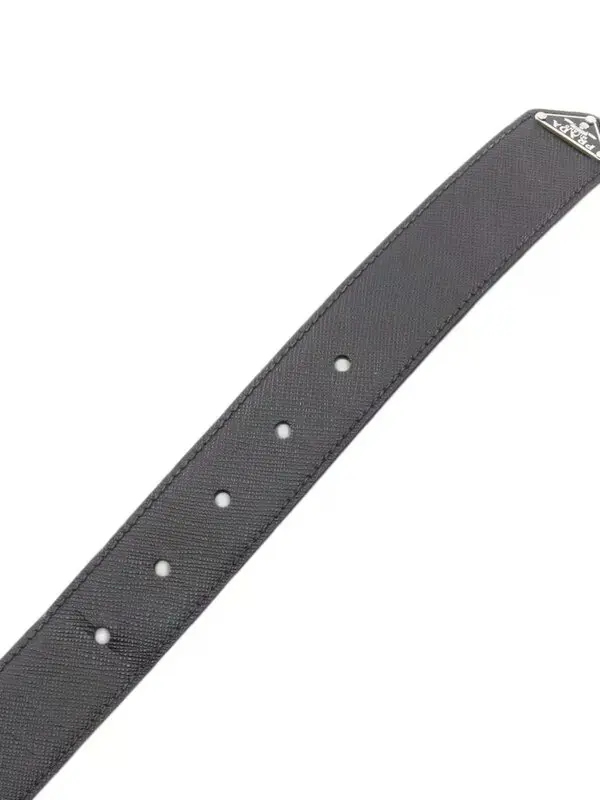 Prada Saffiano Leather Belt With Enamel Triangle Logo