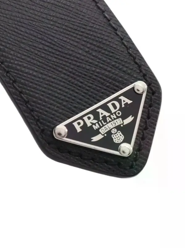 Prada Saffiano Leather Belt With Enamel Triangle Logo