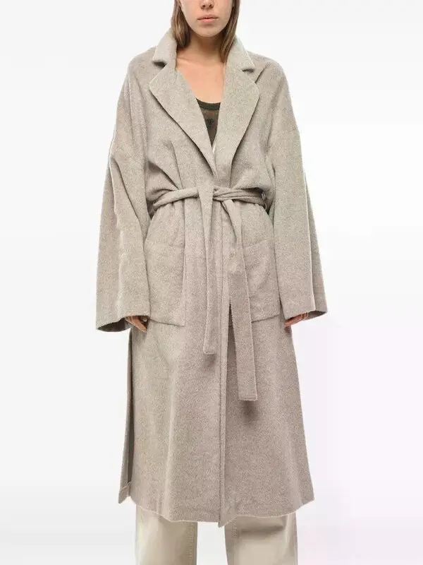 SUPER BLOND Belted Mohair Coat - Neutrals