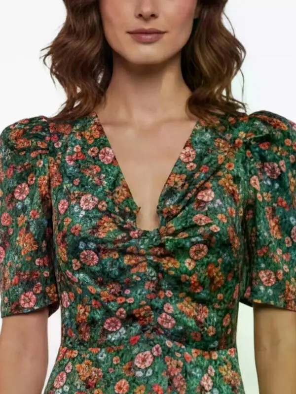 Sandro Floral-print Puff-sleeve Mini Dress