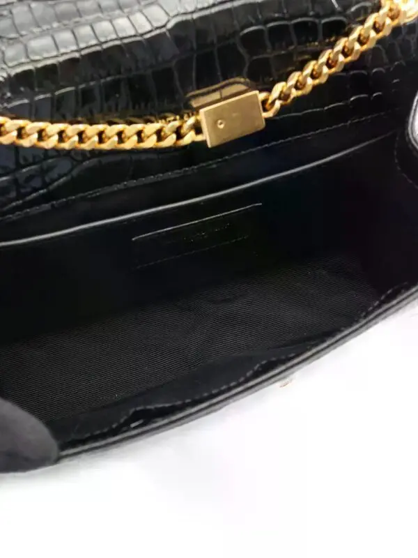 Saint Laurent 2010s Kate Croc-embossed Shoulder Bag