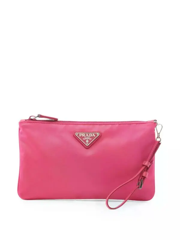 Prada Tessuto Logo Plate Pouch