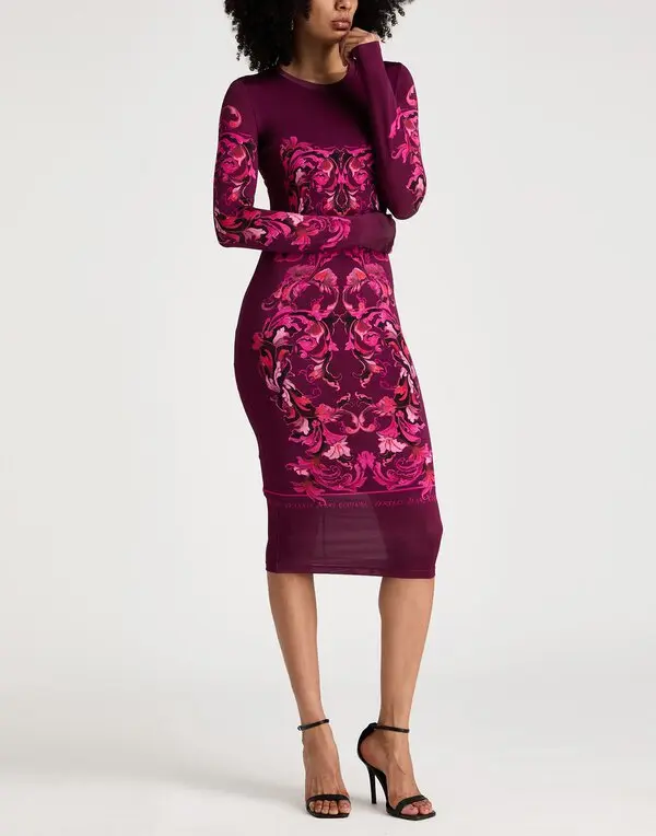 Versace Bodycon Midi Dress With Signature Print