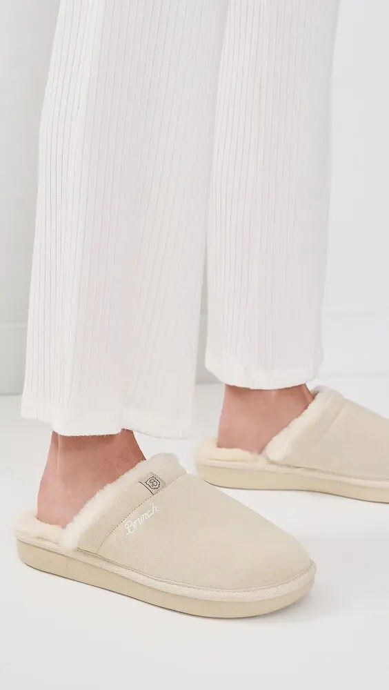BRUNCH Essential Suede Shearling Slippers
