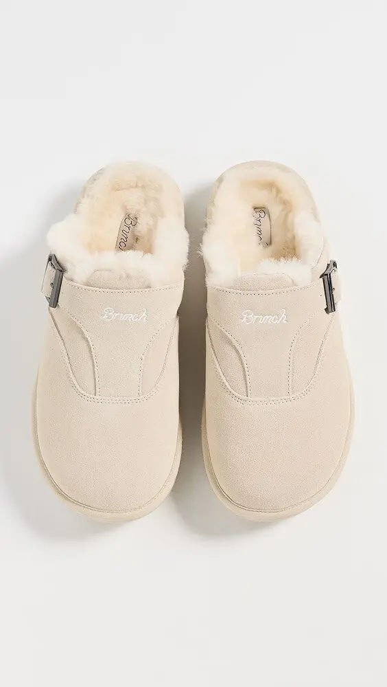 BRUNCH Amour Suede Shearling Slippers