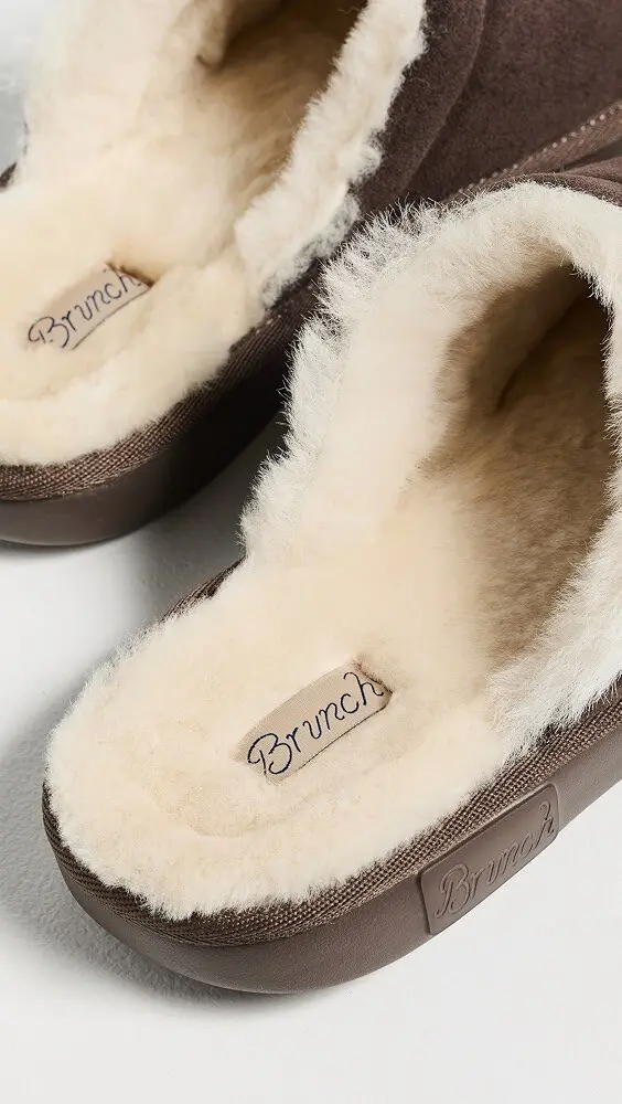 BRUNCH Essential Suede Shearling Slippers