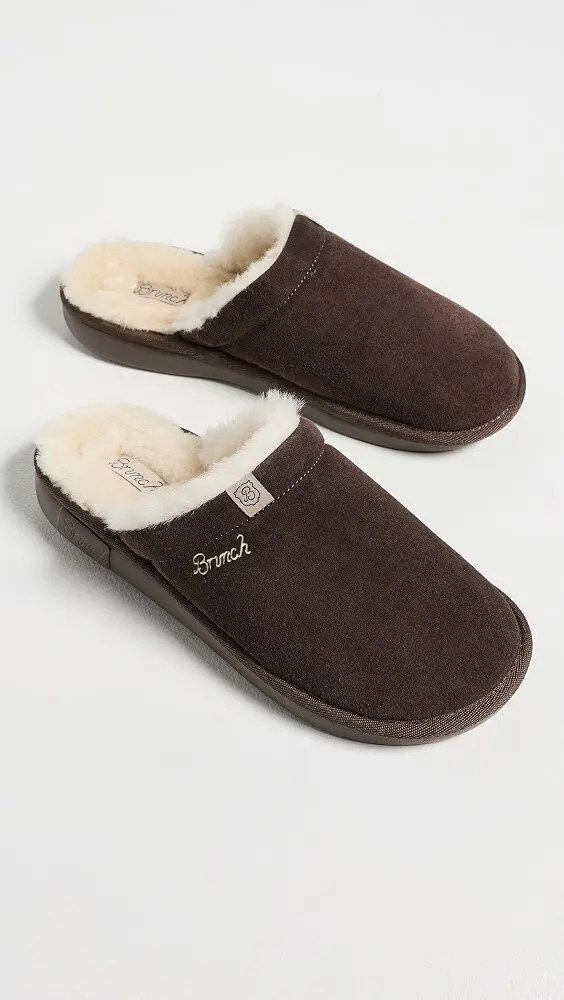 BRUNCH Essential Suede Shearling Slippers