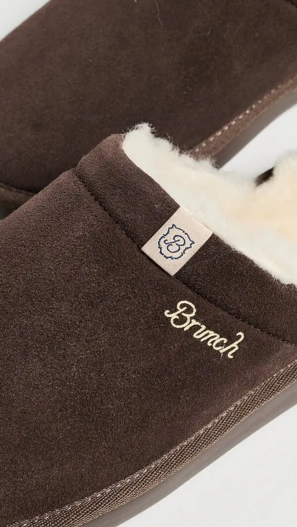 BRUNCH Essential Suede Shearling Slippers - Brown