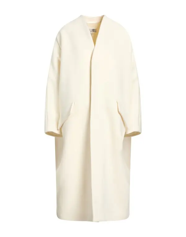MAISON MARGIELA Coat Ivory Size Virgin Wool, Polyester