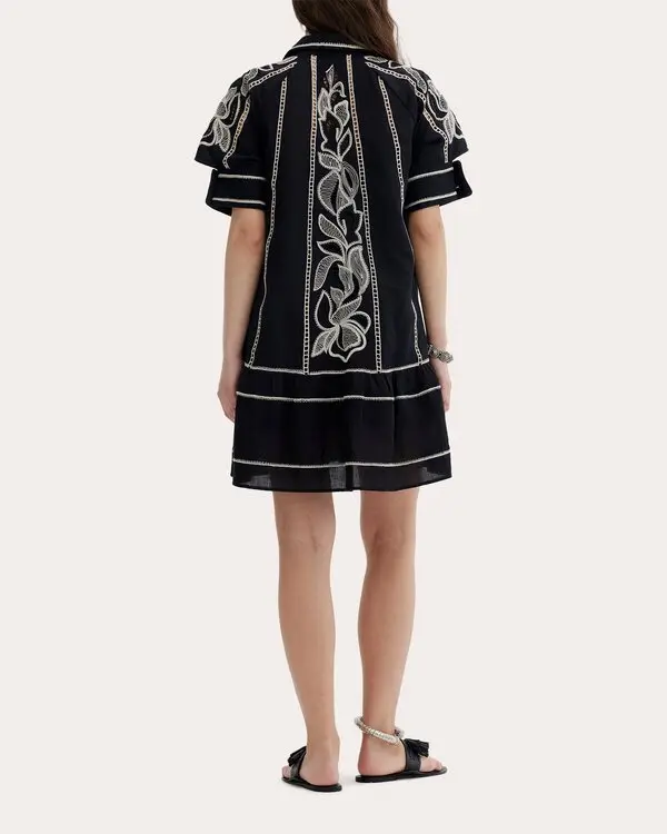 SCARLETT POPPIES Yuddha Embroidered Shirt Dress