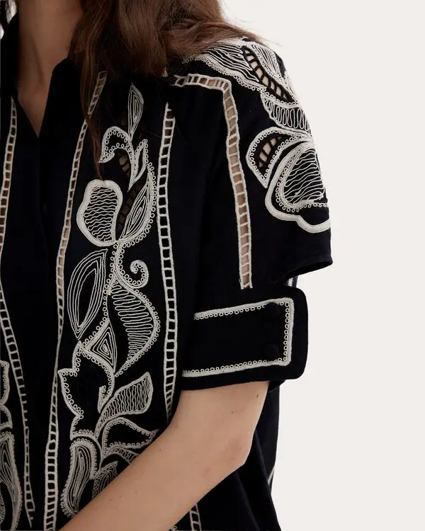 SCARLETT POPPIES Yuddha Embroidered Shirt Dress
