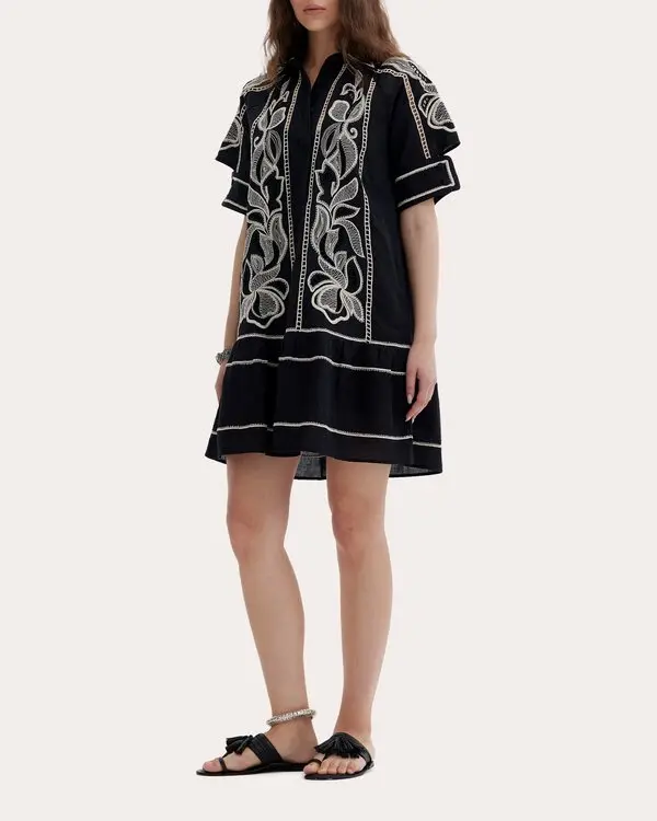 SCARLETT POPPIES Yuddha Embroidered Shirt Dress