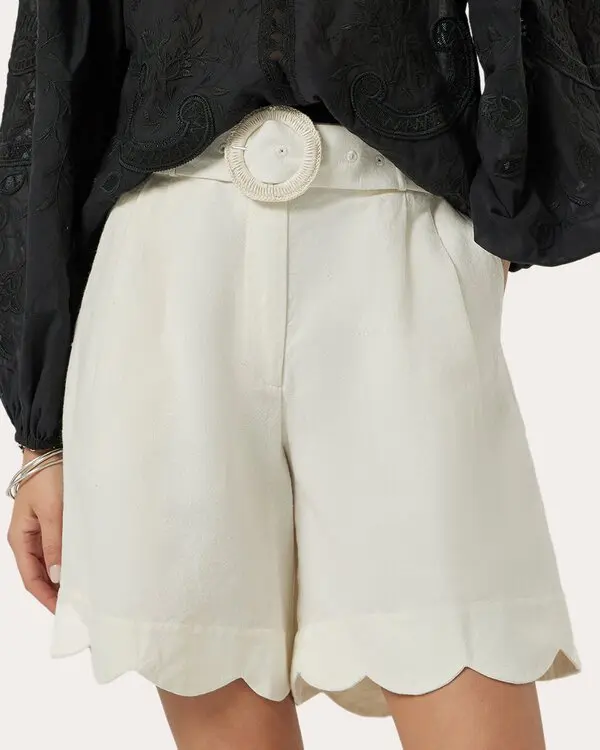SCARLETT POPPIES Basica Scalloped High-rise Shorts